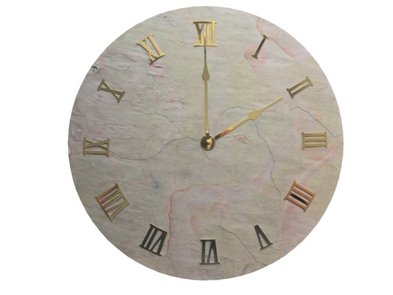 Clocks Home & Living 12 Slate Stone Wall Clock Rustic Western Natural ...