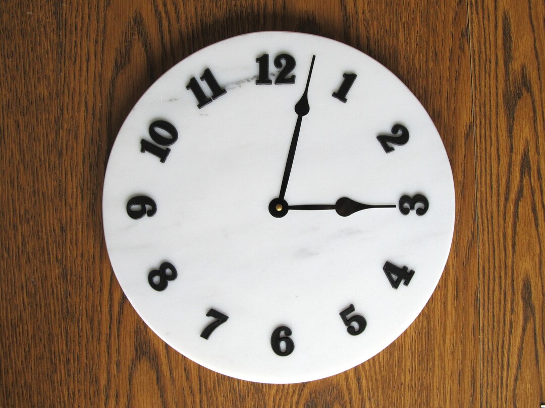 Greecian Marble Clock, Natural White Marble With Faint Gray Vein Wall ...