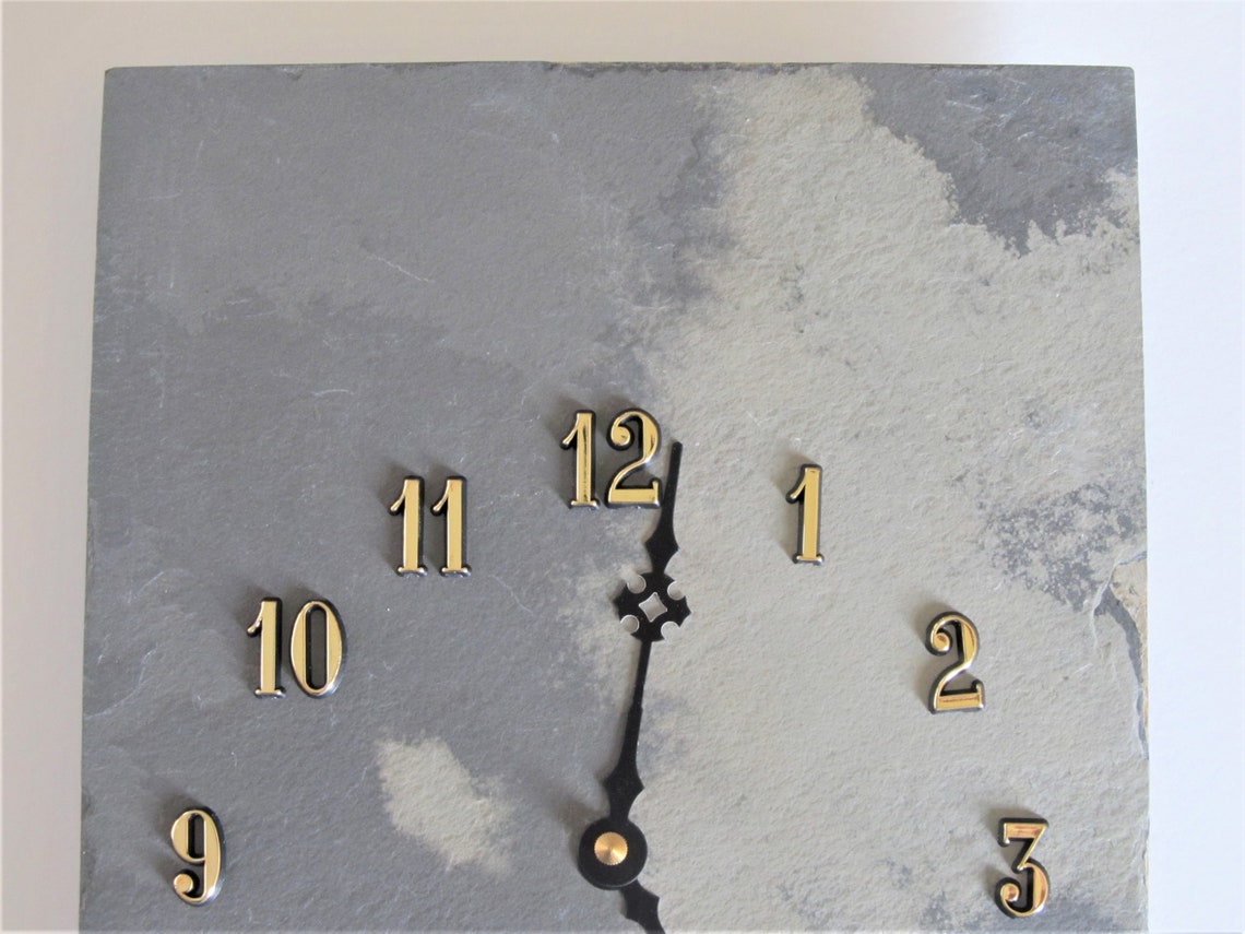 12 Natural Stone Clock, Autumn Slate Stone Wall Clock, Rustic Western ...