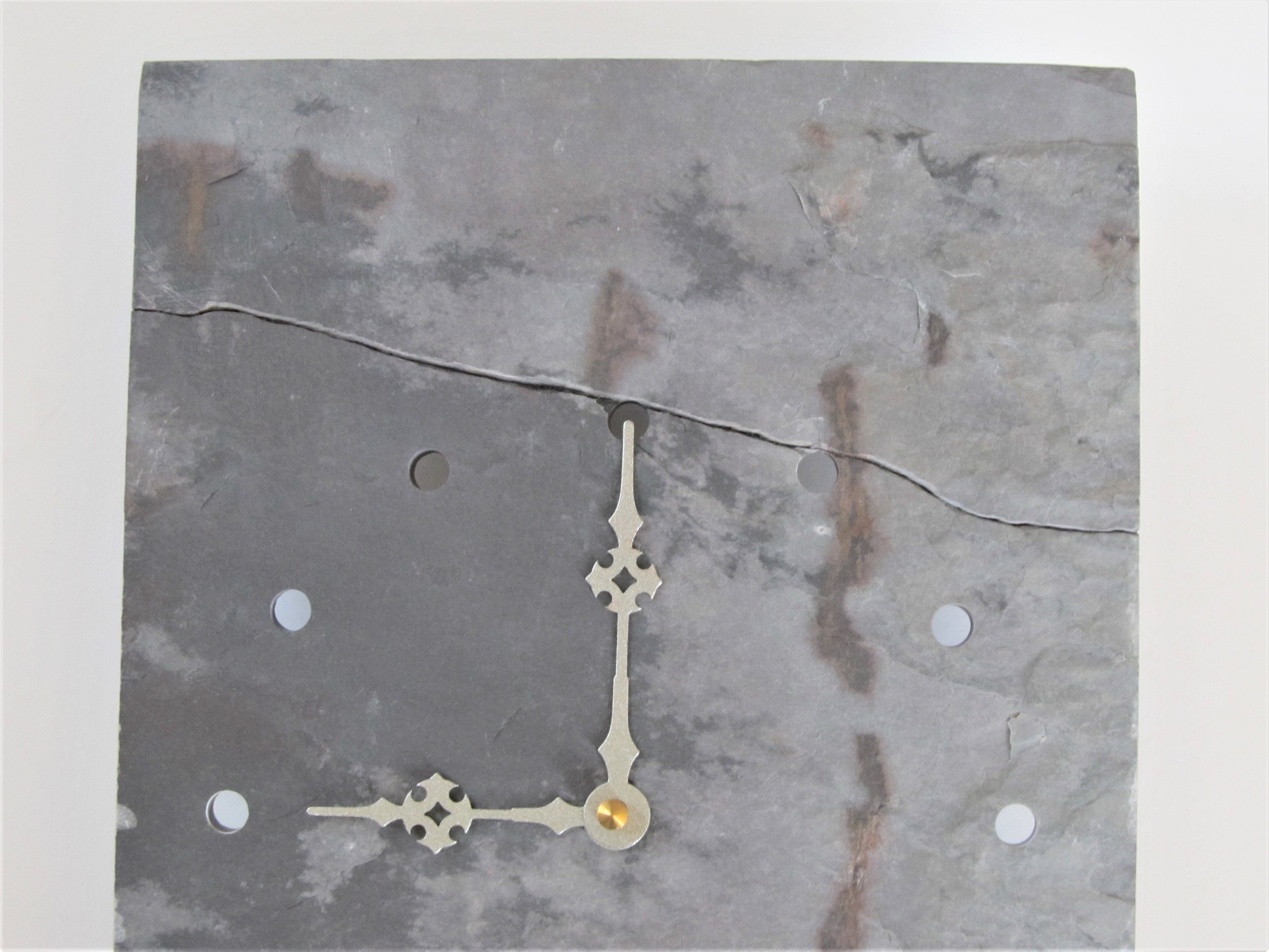 12 Slate Stone Clock, Blue and Gray Slate Wall Clock With Window Hour ...