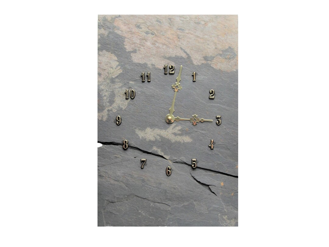 Slate Stone Wall Clock, Handcrafted Western Fissure Slate Stone Wall ...