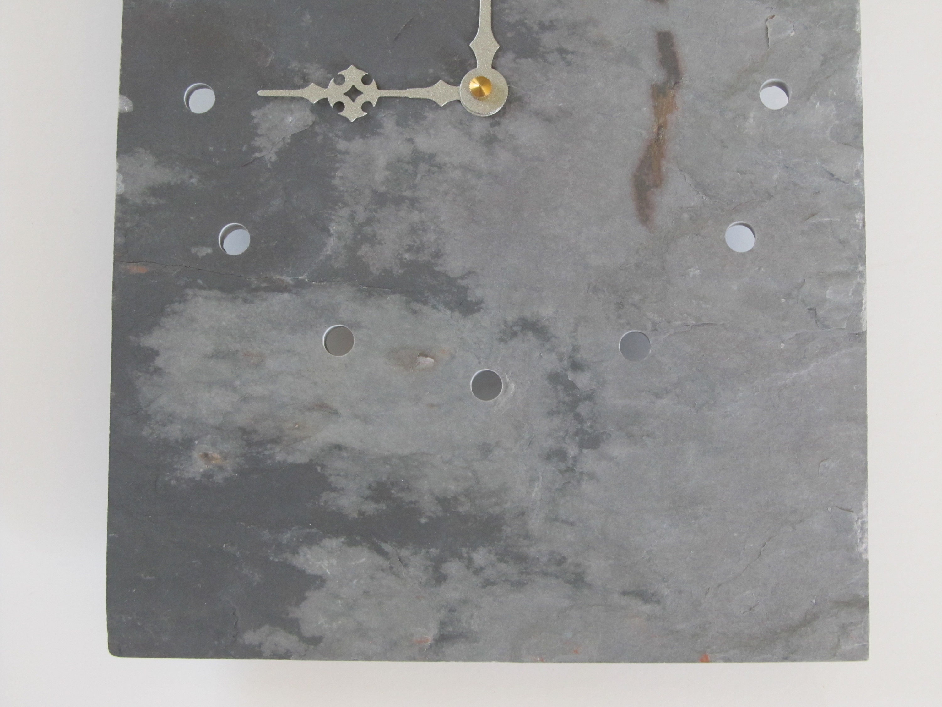 12 Slate Stone Clock, Blue and Gray Slate Wall Clock With Window Hour ...