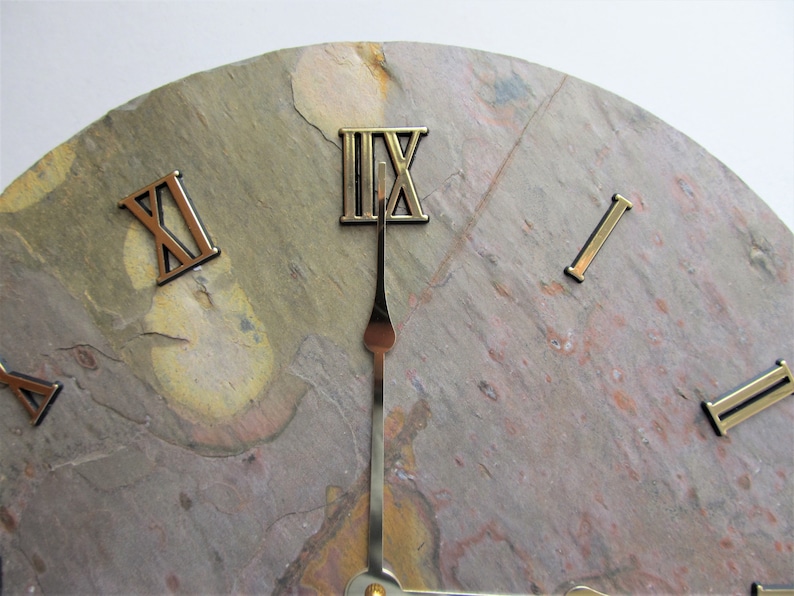 Clocks Home & Living 12 Slate Stone Wall Clock Rustic Western Natural ...