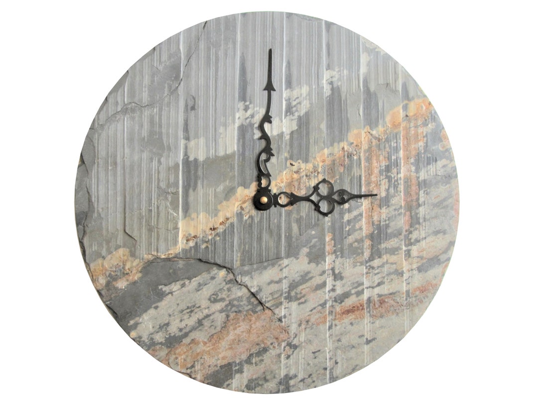12" Slate Stone Wall Clock, Western Rustic Natural Indian Creek Slate ...