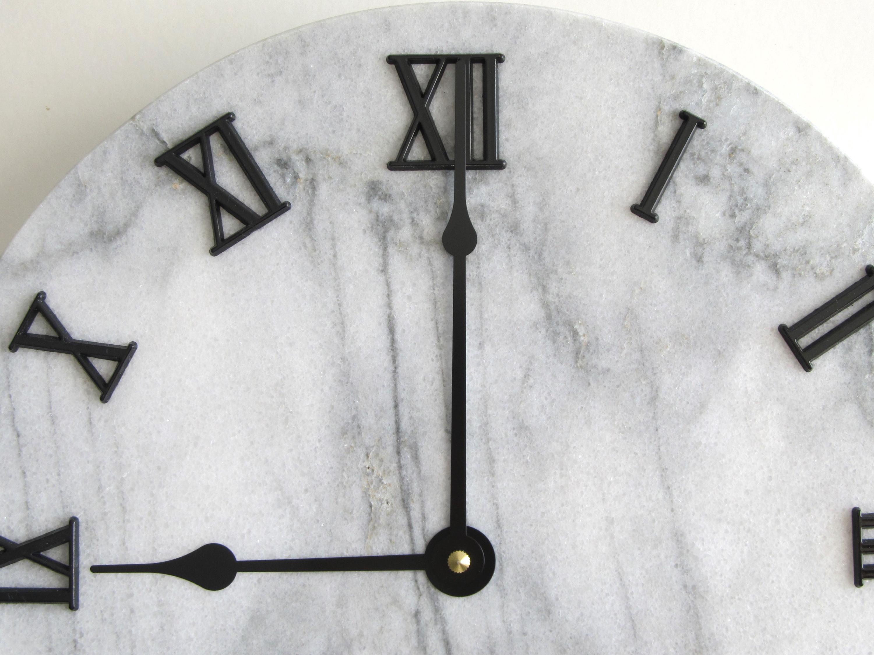 Ice White Marble Wall Clock, Real Natural Marble Time Piece With Gloss ...