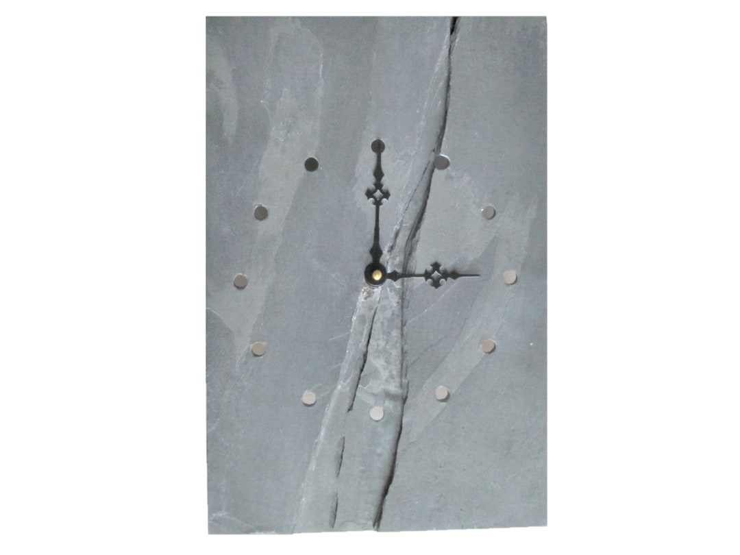 Slate Stone Wall Clock, Handmade Gray Rustic Western Indian River ...