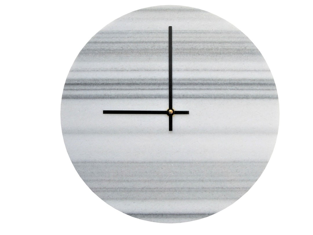 12" Marble Wall Clock, Natural Stone Skyfall Marble Wall Clock With ...