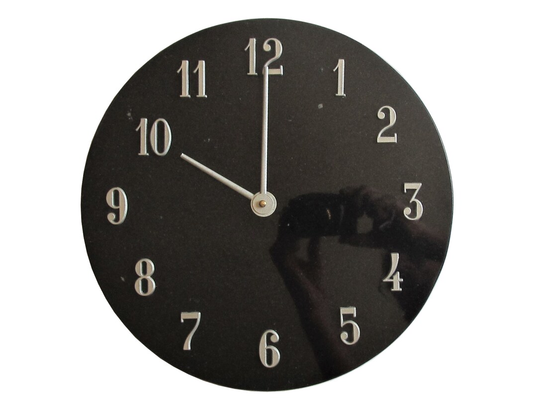 Absolute Black Granite Wall Clock, Natural Granite Clock With Nickel ...