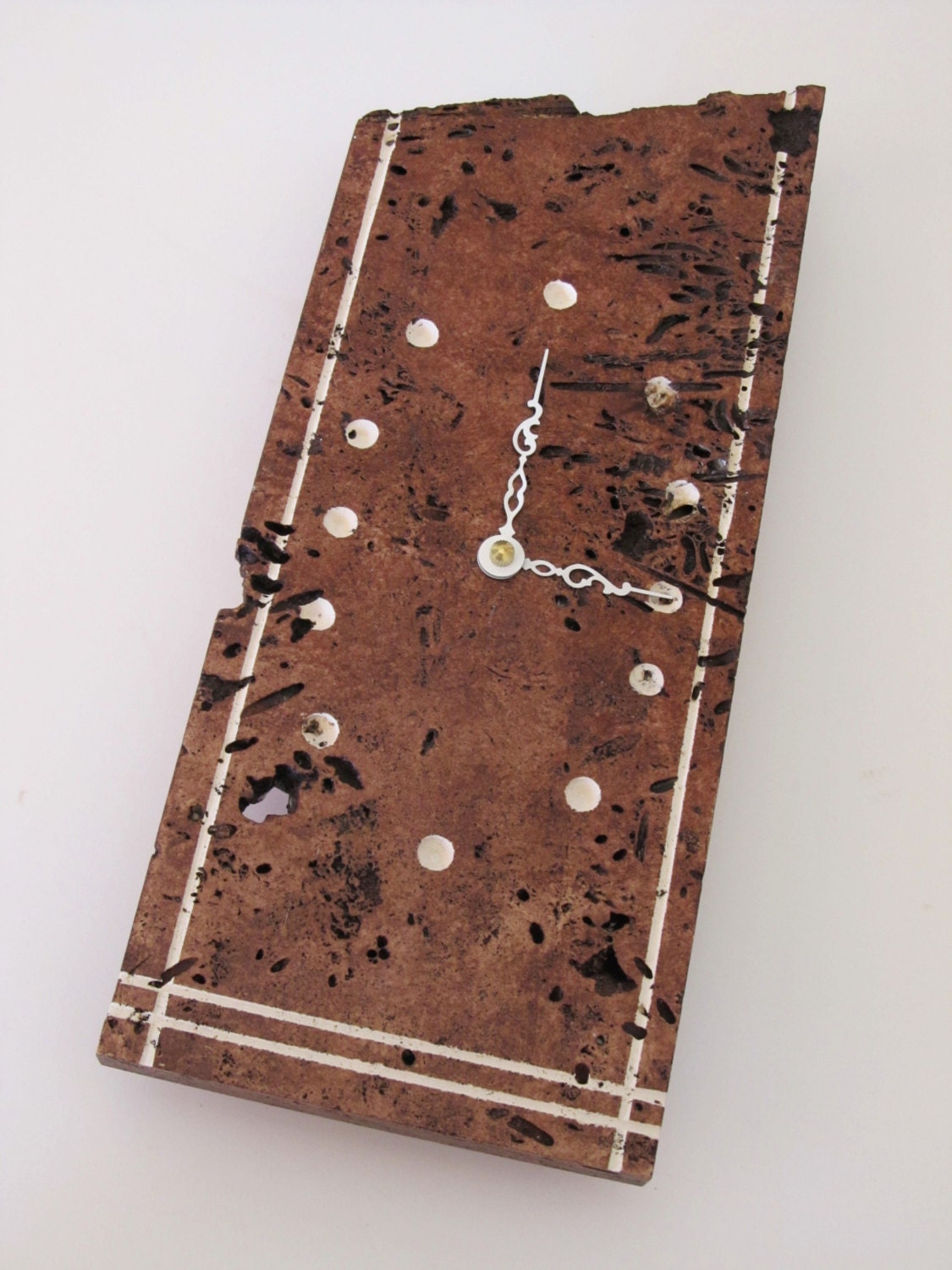 Travertine Stone Clock, Desk Clock, Natural Stone Clock, Concave Hour ...