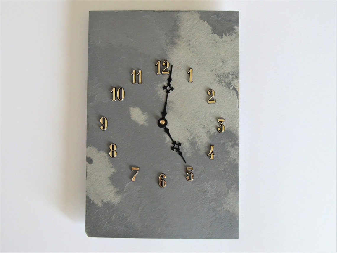 12 Natural Stone Clock, Autumn Slate Stone Wall Clock, Rustic Western ...
