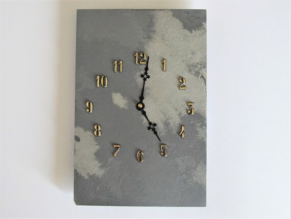 Home & Living Rustic Slate Stone Wall Clock Natural Stone Clock 12 ...
