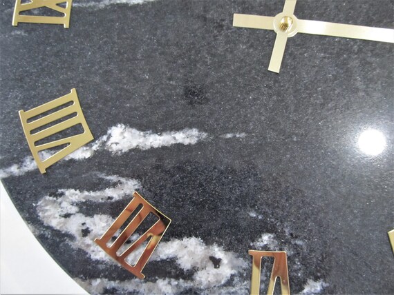 Maravilla Black Marble Wall Clock Real Marble Clock 12 Natural Marble ...