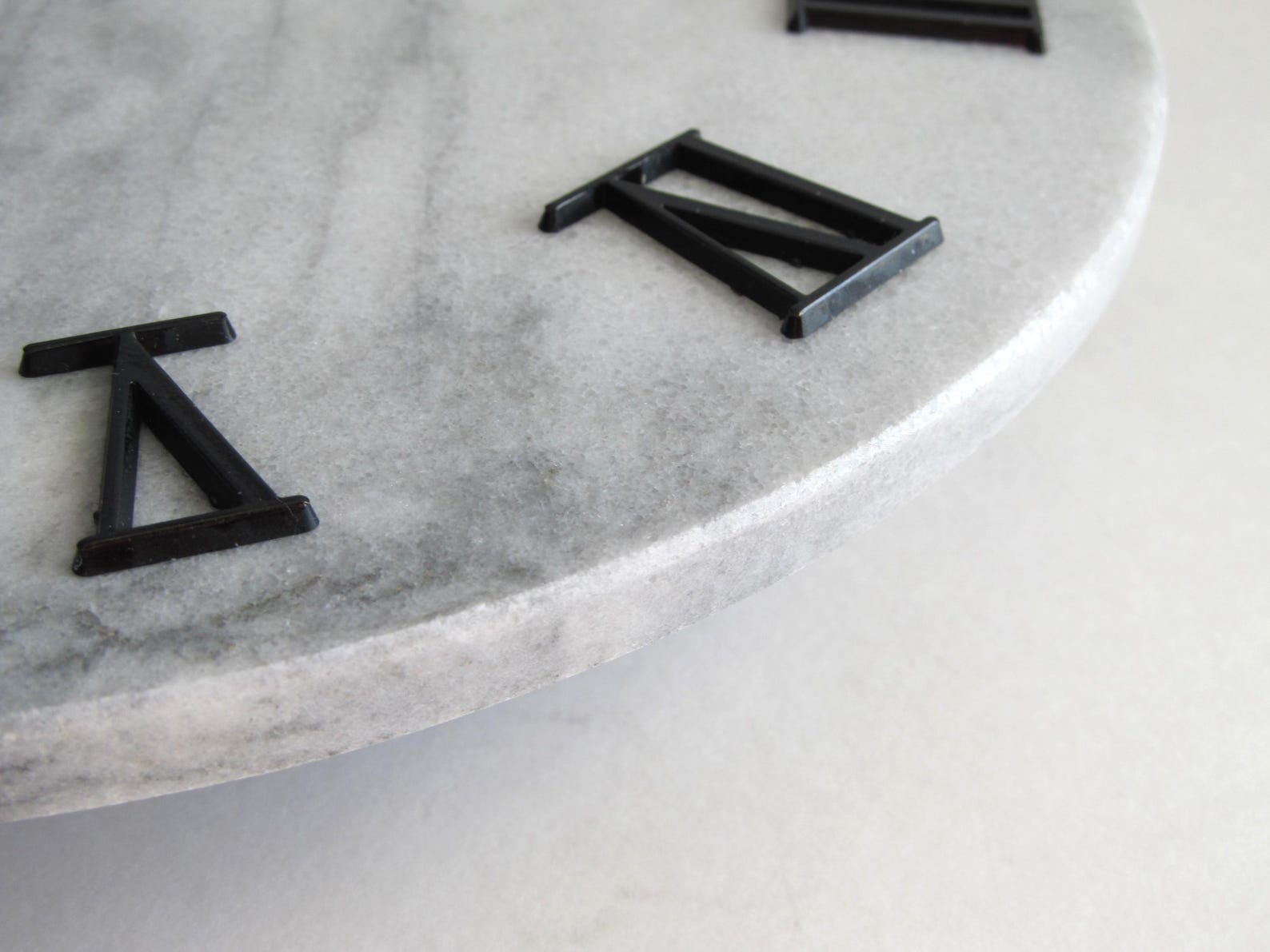 Ice White Marble Wall Clock, Real Natural Marble Time Piece With Gloss ...