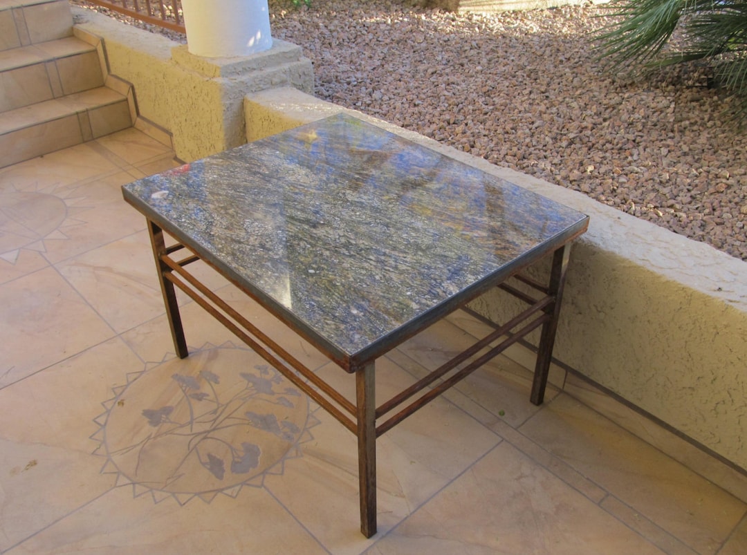 Capella Granite Coffee Table, Handcrafted Elegant Rustic Steel Natural ...