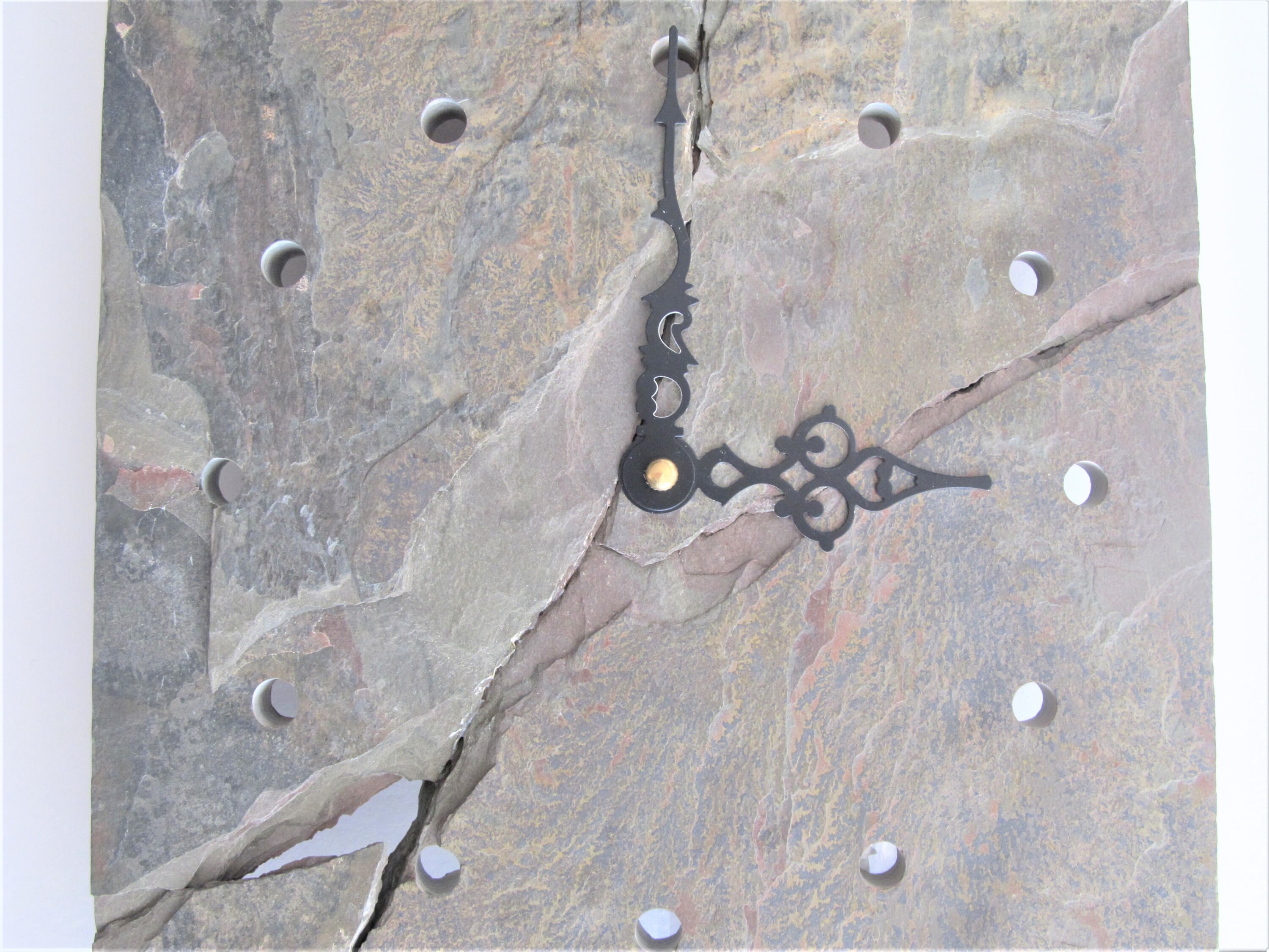 12 Slate Stone Clock, Handcrafted Indian Creek Slate Wall Clock With ...