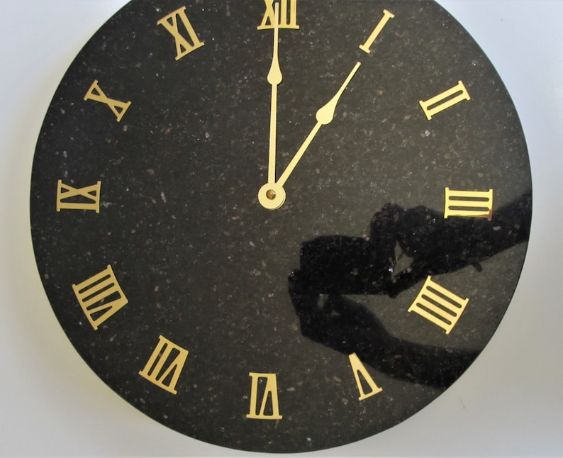 Galaxy Black Granite Wall Clock, Natural Granite Clock With Gold Plated ...