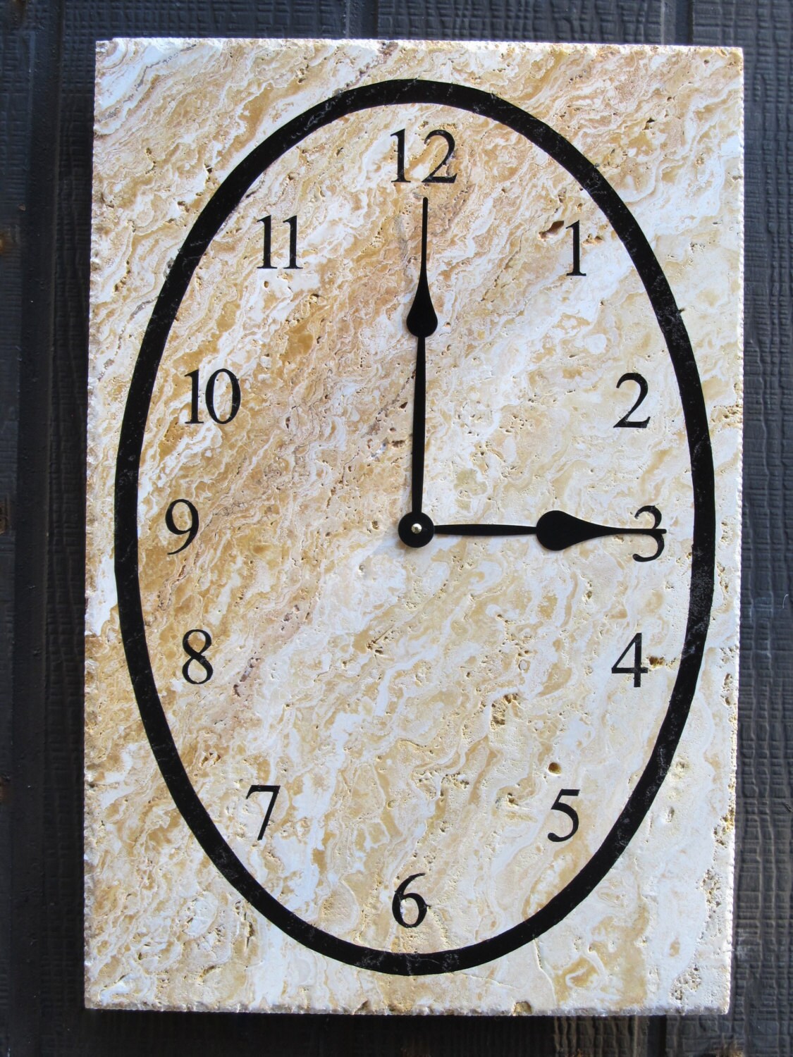 24" Travertine Stone Wall Clock, Natural Cote D Azur Travertine Clock ...