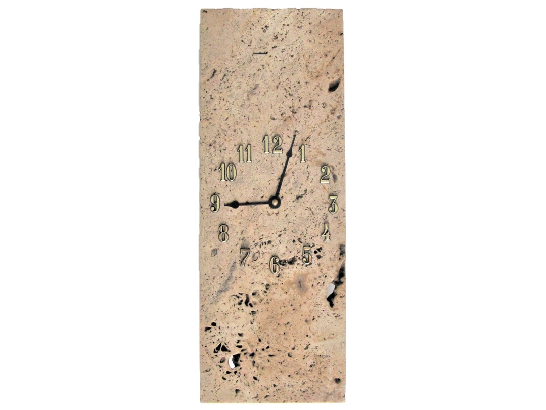 Travertine Stone Clock, Natural Antique Carpi Stone Wall Clock With ...