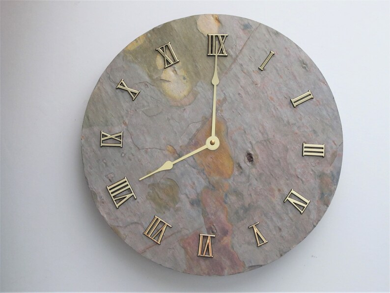 Home & Living Rustic Slate Stone Wall Clock Natural Stone Clock 12 ...