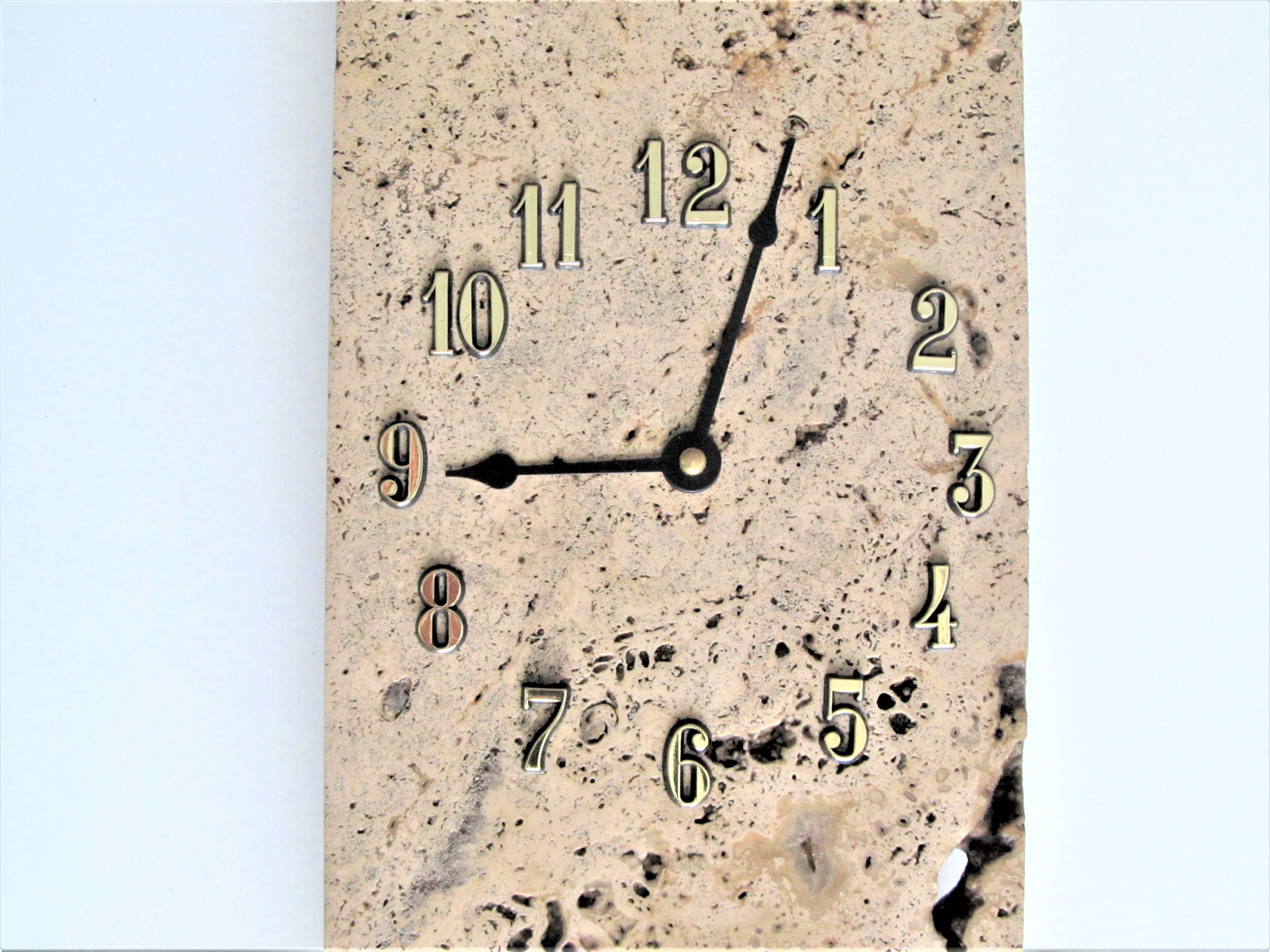 Travertine Stone Clock, Natural Antique Carpi Stone Wall Clock With ...