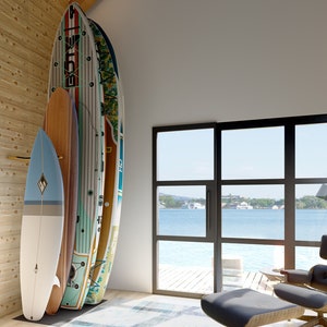 4 Paddleboard Rack and Surfboard Rack - Bamboo/birch - Vertical Indoor ...