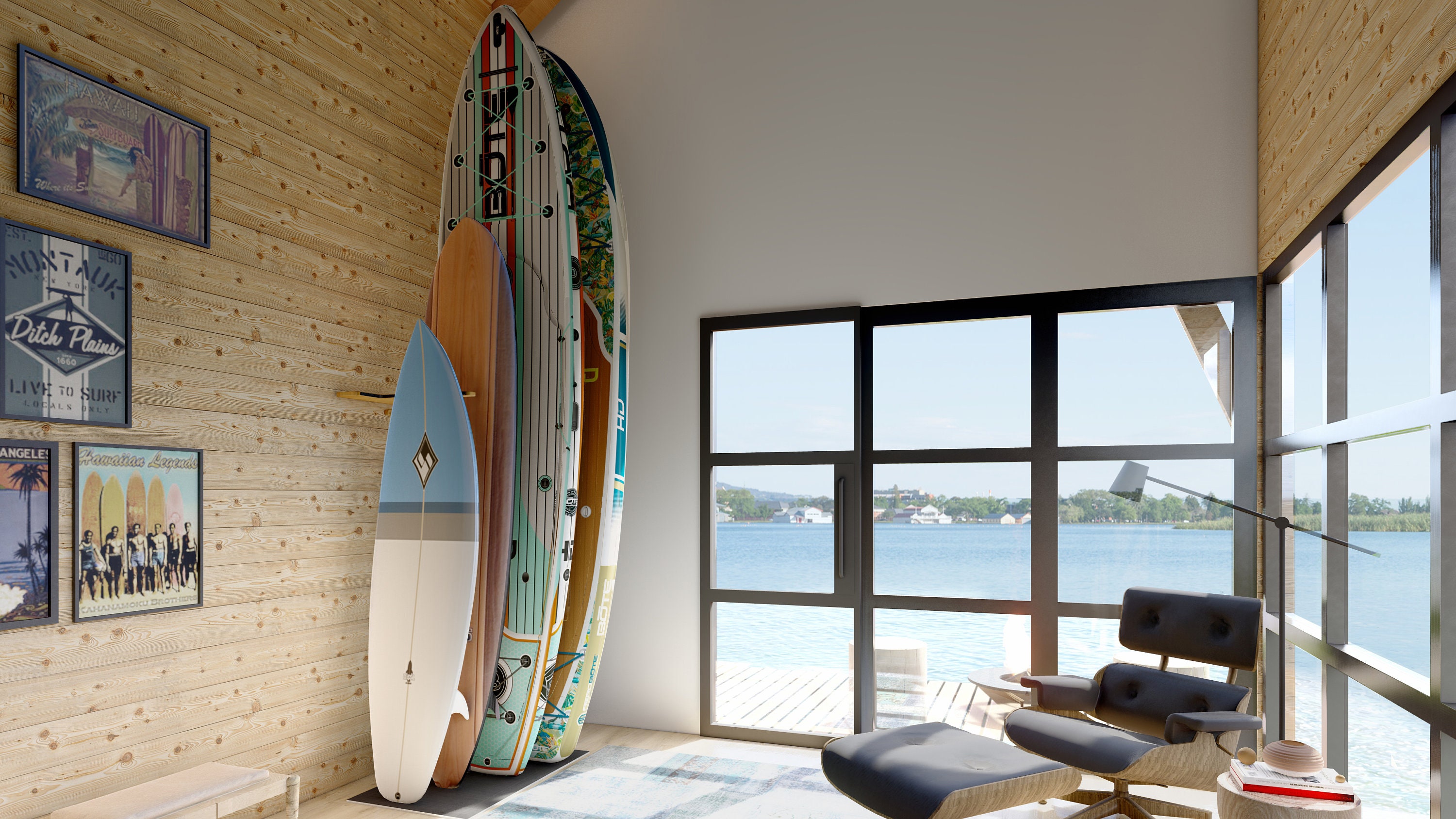 4 Paddleboard Rack and Surfboard Rack - Bamboo/birch - Vertical Indoor ...