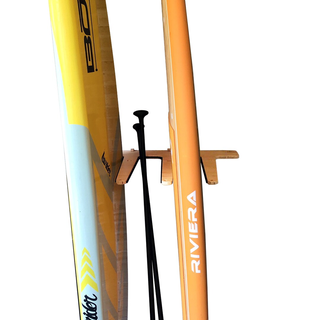 4 Paddleboard Rack and Surfboard Rack - Bamboo/birch - Vertical Indoor ...