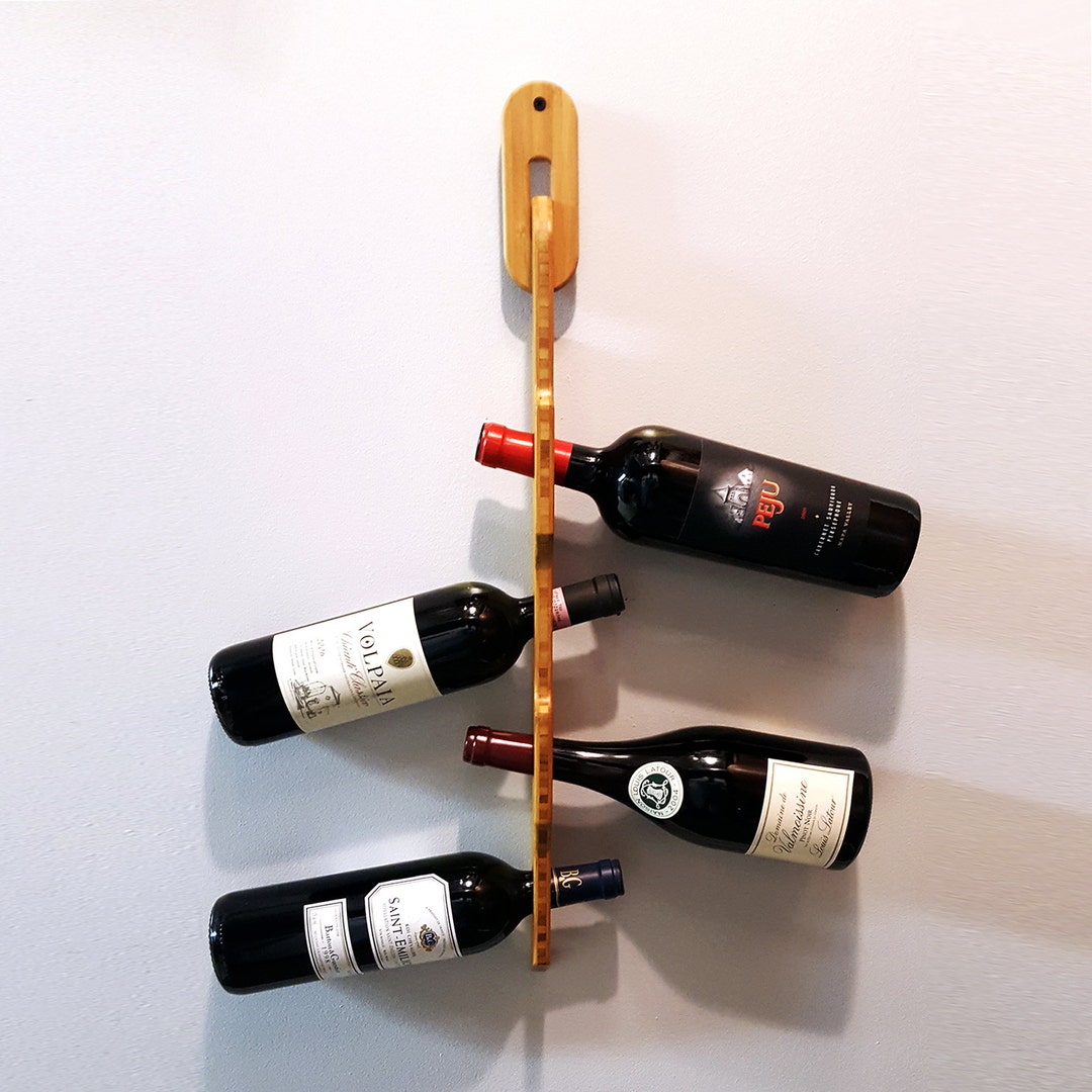 Wine Bottle Rack - Bamboo - Vertical Hanging Rack - Bamboo - Multiple ...