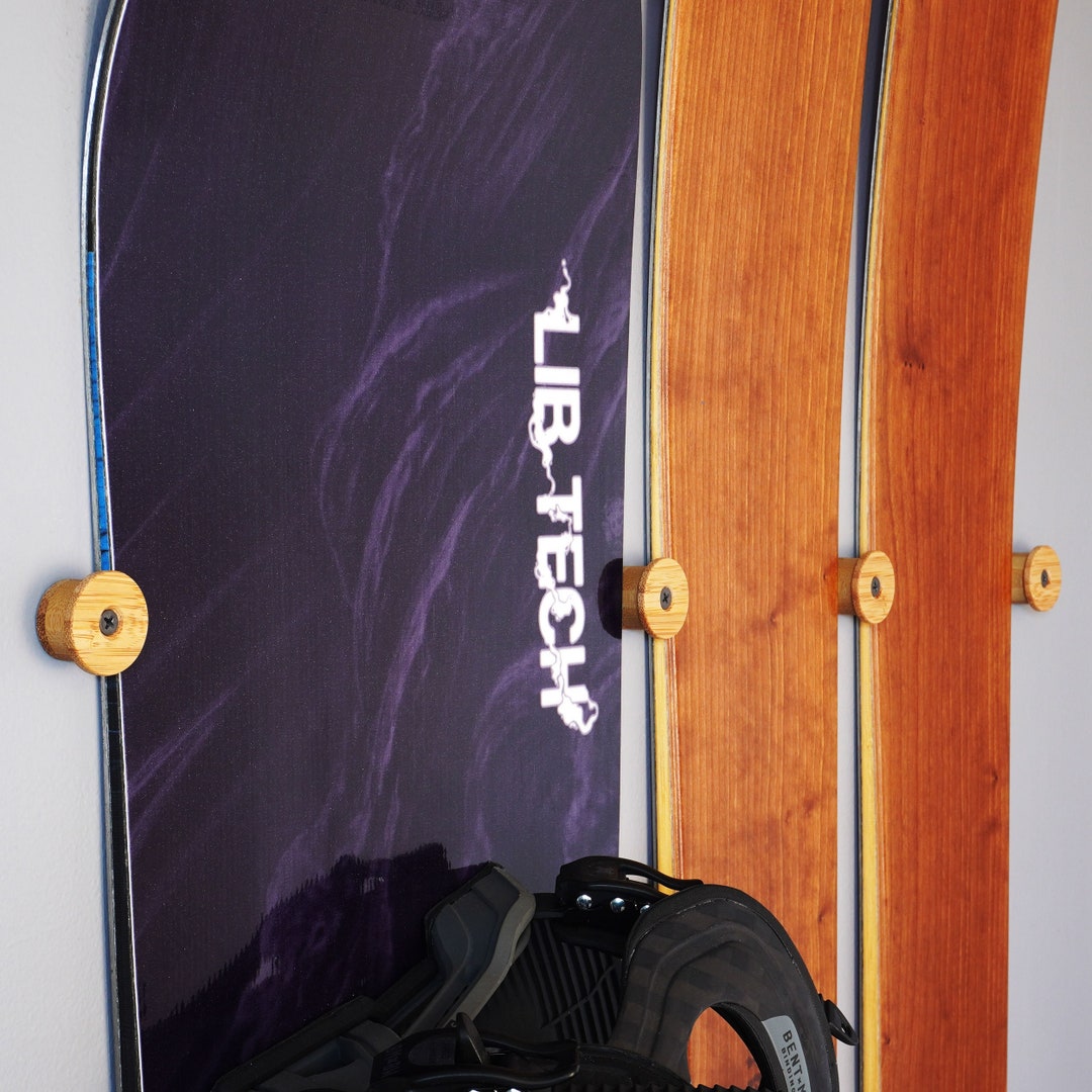 Ski Wall Mount and Snowboard Wall Mount - Bamboo - Indoor and Garage ...