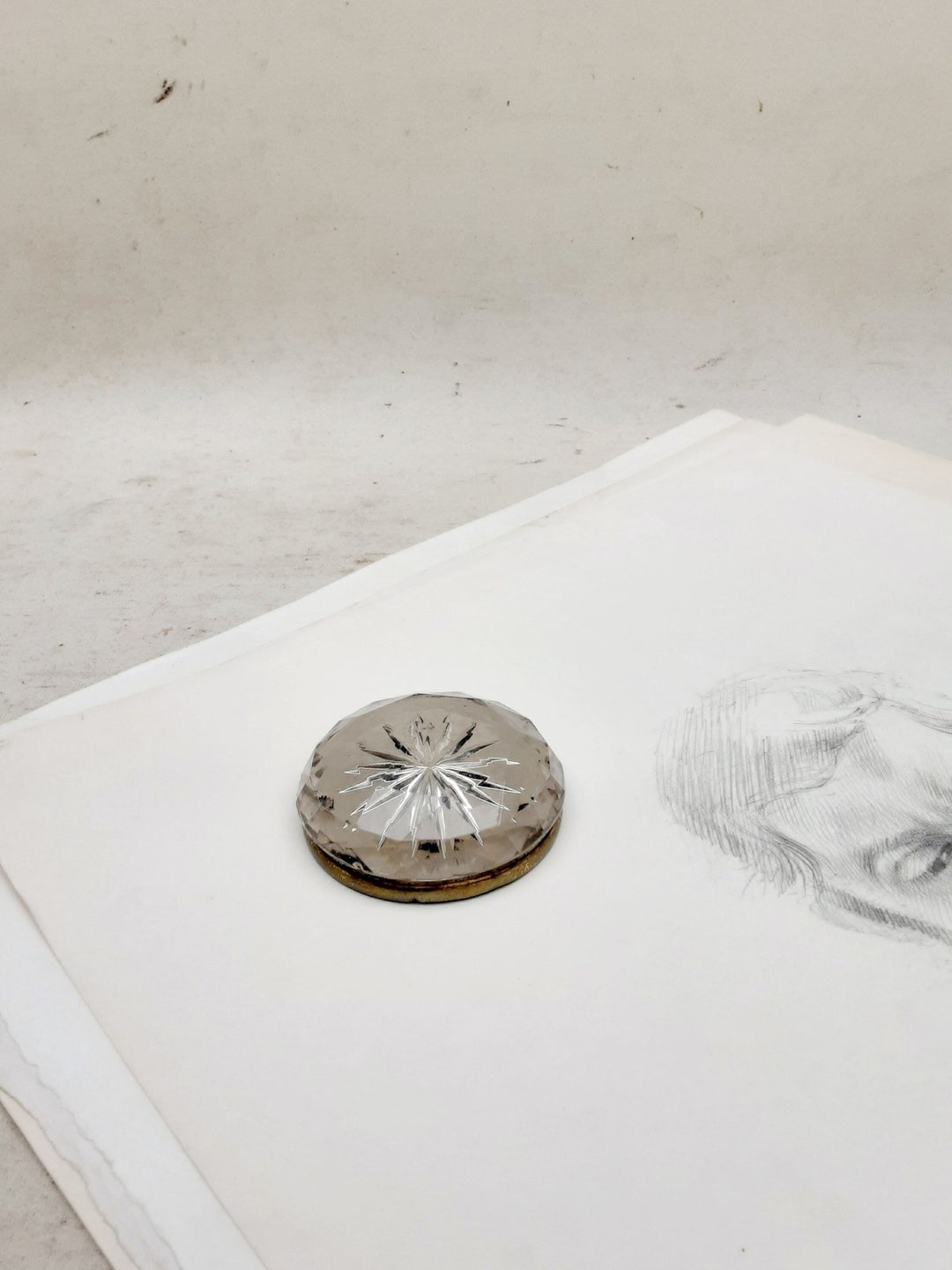 Vintage Cut Glass Paperweight Mercury Glass - Etsy