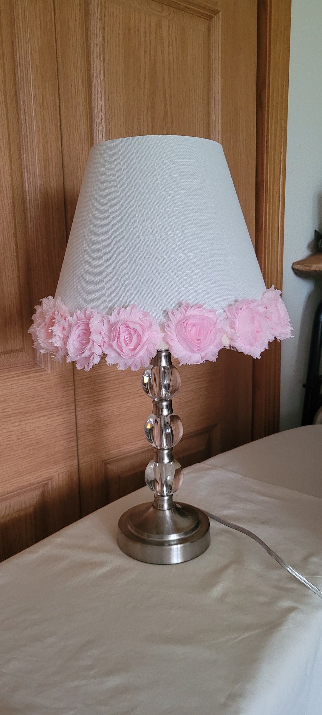 Flower Lamp Shade, Shabby Chic Lamp Shade, Nursery Lamp Shade, Baby ...