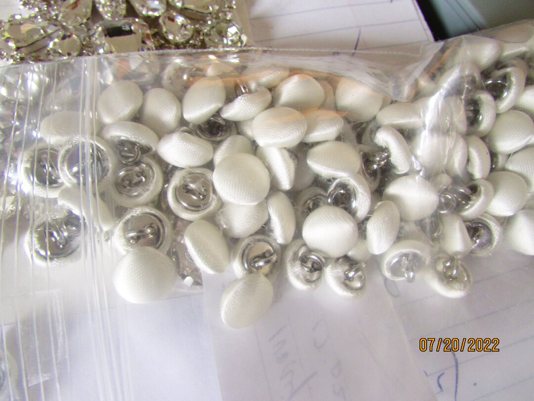 Ivory Satin Fabric Bridal Buttons, Bridal Buttons, Buttons /metal Shank ...