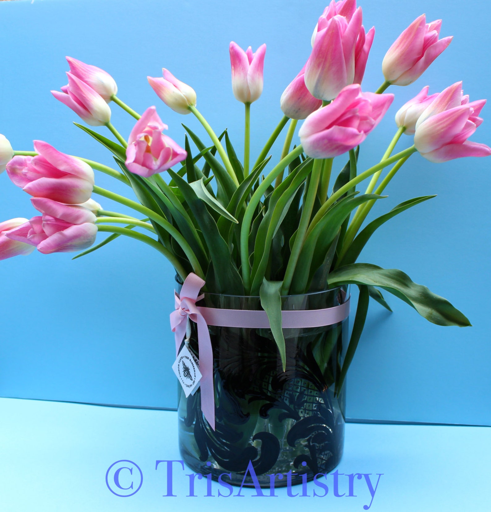 Hand Painted Brocade Flourish Glass Tube Vase - Etsy