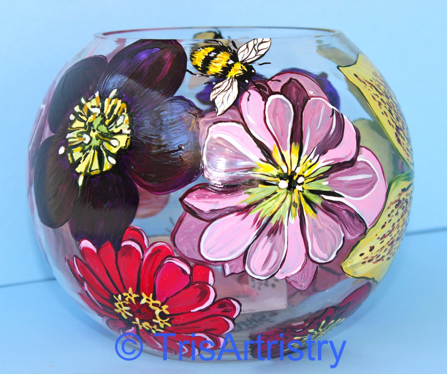 Hand Painted gypsy Globe Vase Bowl Vase - Etsy