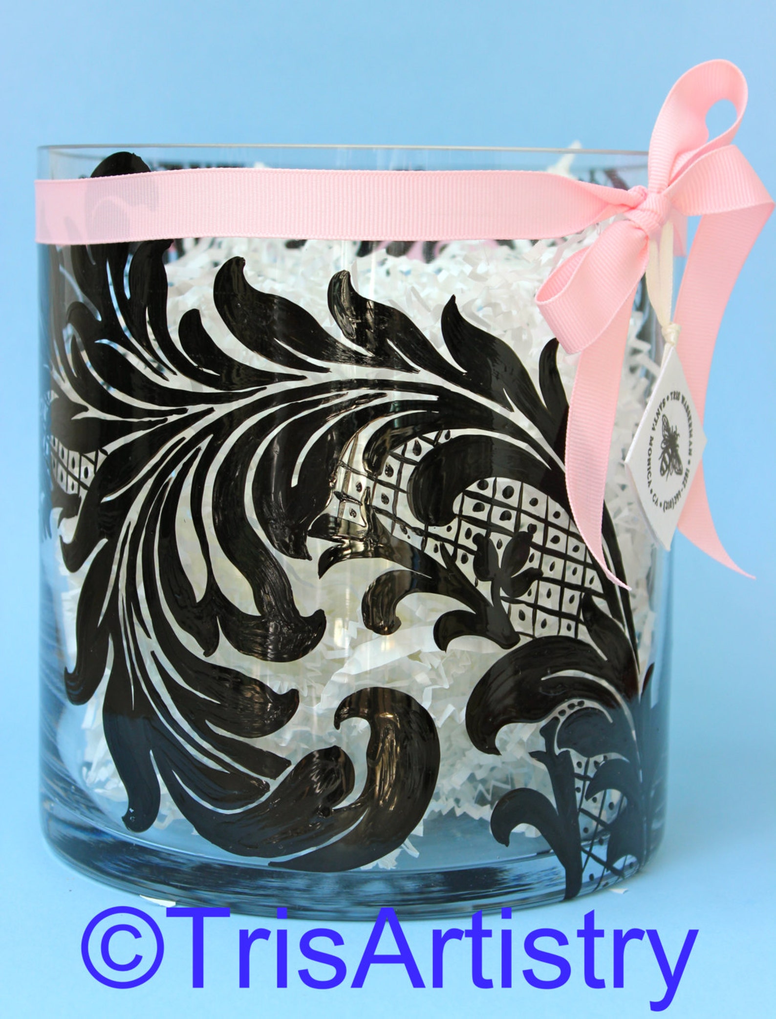 Hand Painted Brocade Flourish Glass Tube Vase - Etsy