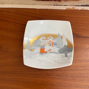 Small Rosenthal Gold Landscape Plate - Etsy