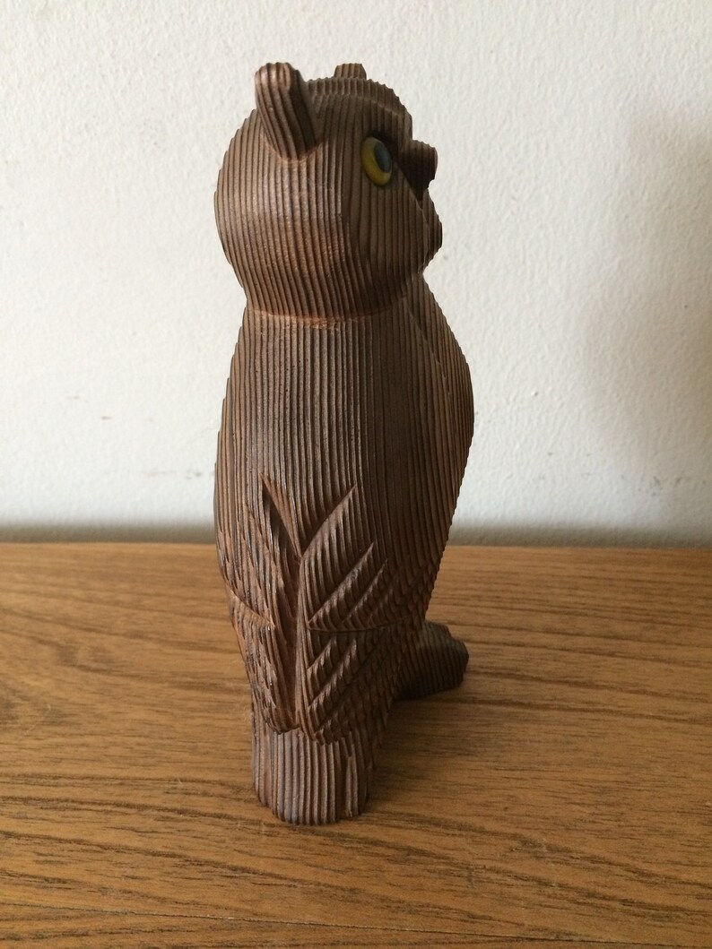 Carved Burnt Wood Owl - Etsy