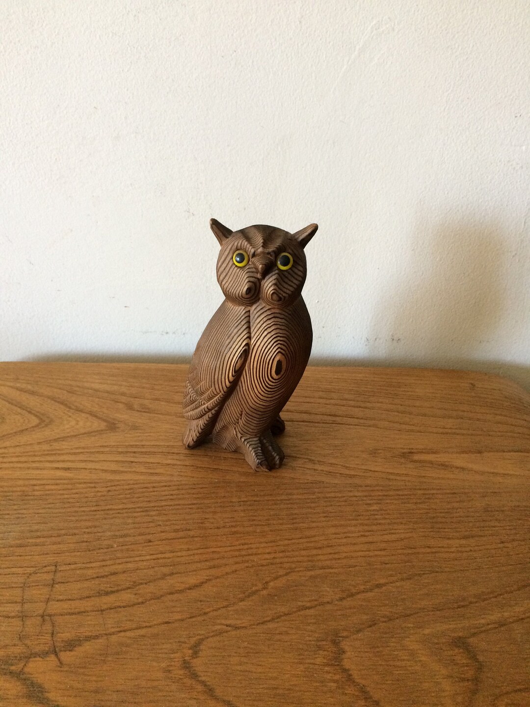 Carved Burnt Wood Owl - Etsy