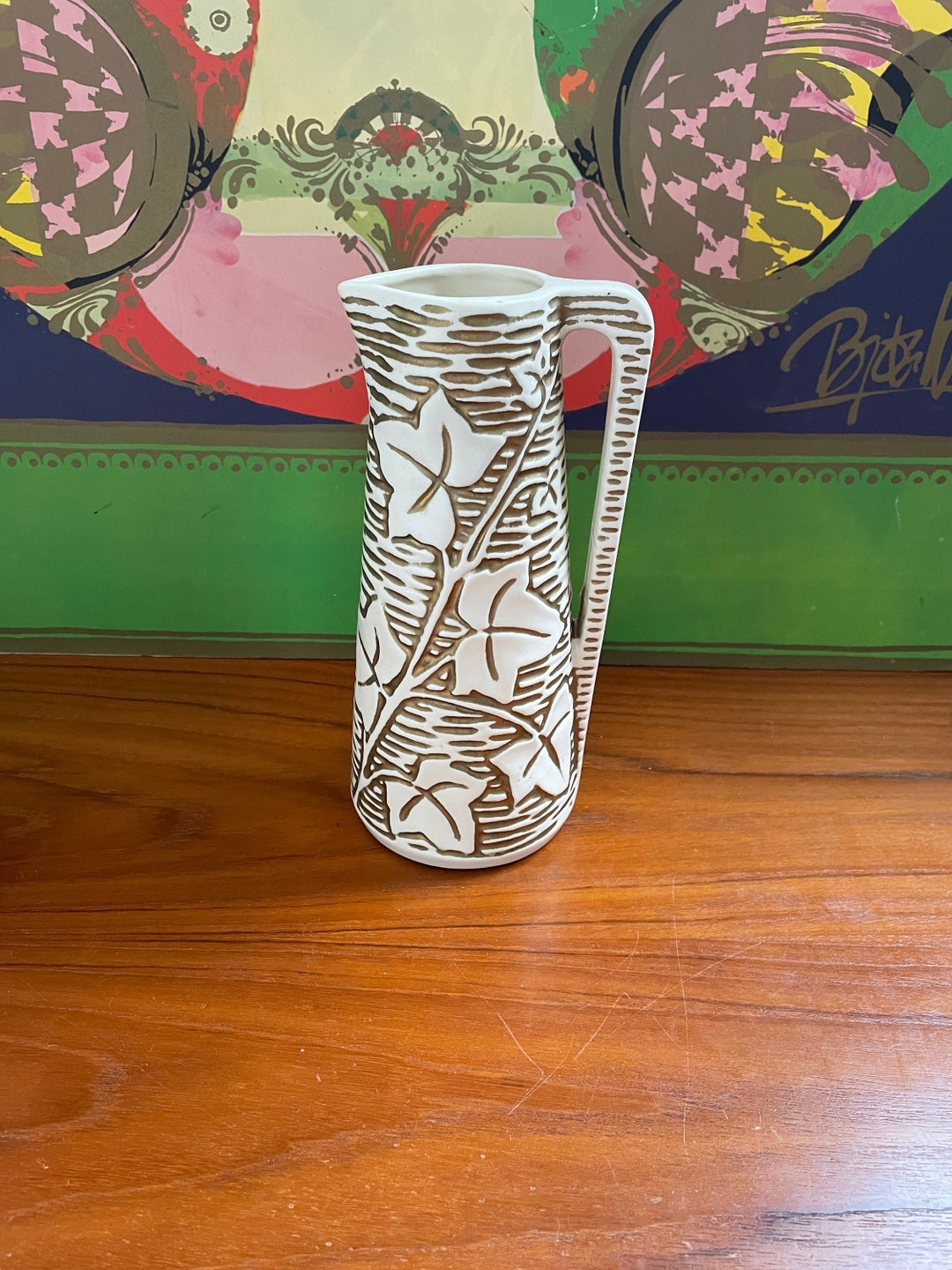 Modern Gold Toned Leaf Pattern Vase With Rectangular Handle - Etsy