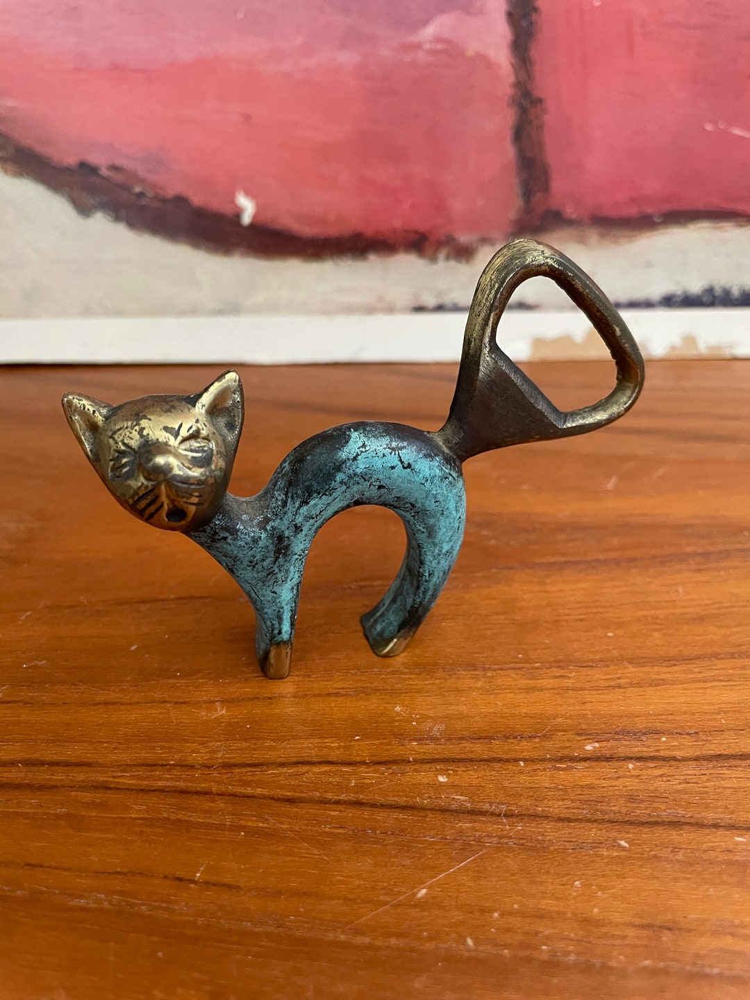 Vintage Hakuli Israel Verdigris Cat Bottle Opener - Etsy
