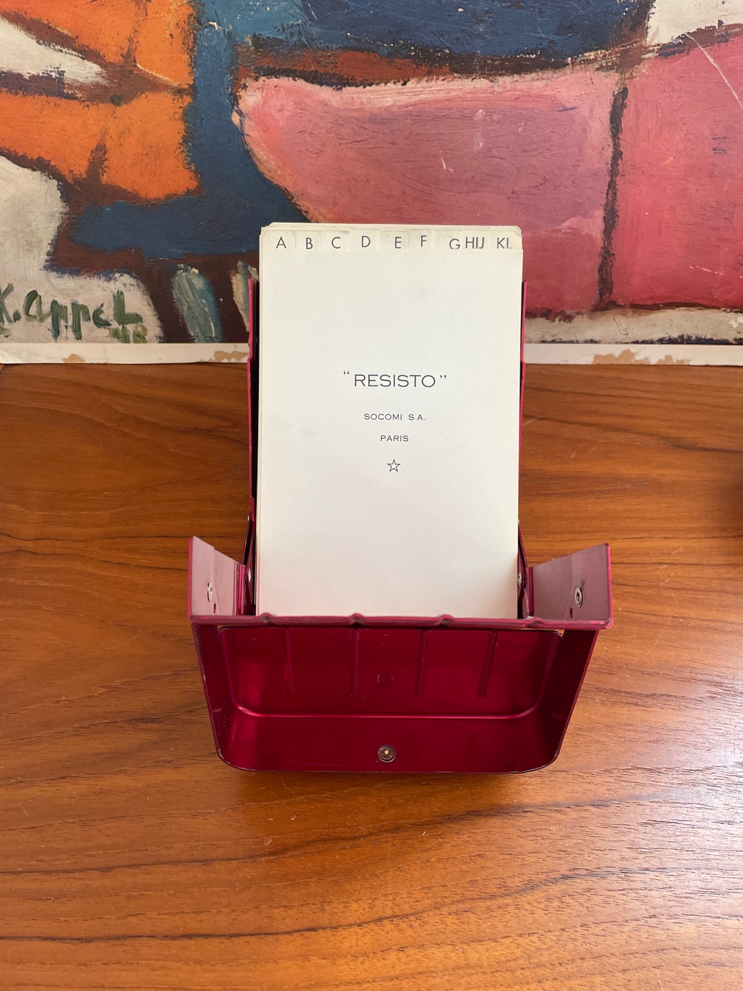 Vintage French Resisto Red Metal Box/address Book - Etsy