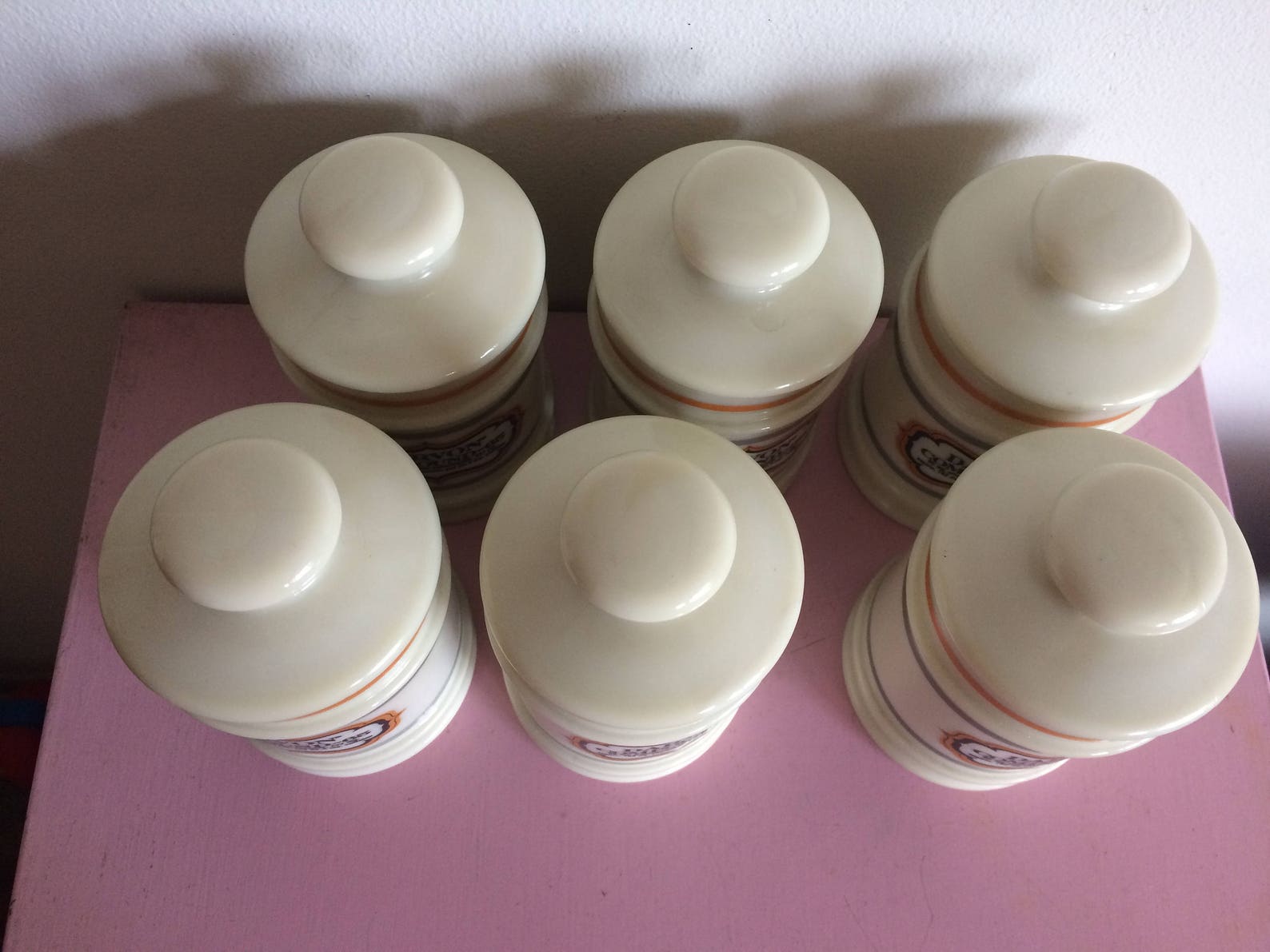 Vintage Darvon Compound off White Jar With Orange and Grey - Etsy