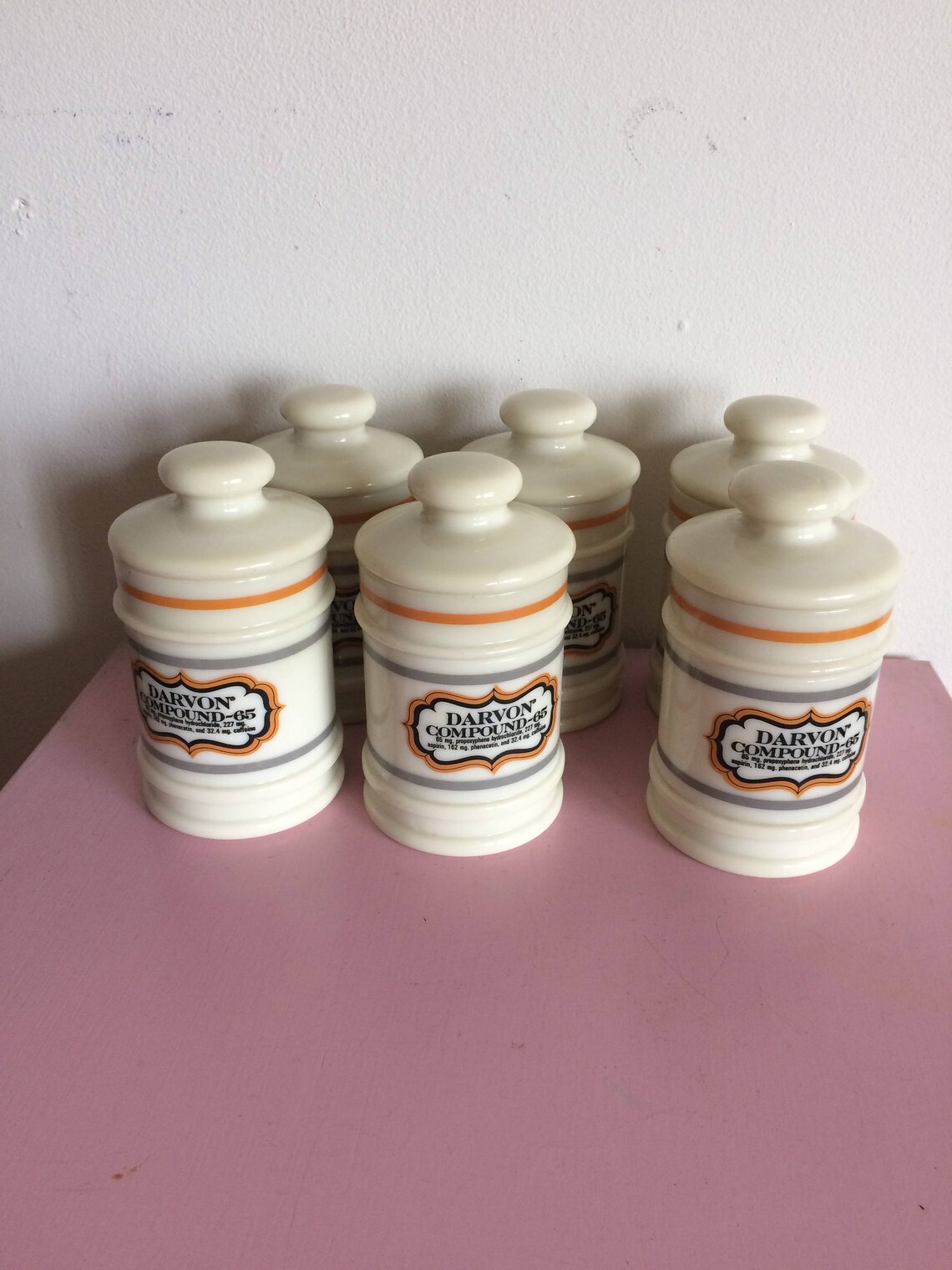 Vintage Darvon Compound off White Jar With Orange and Grey - Etsy