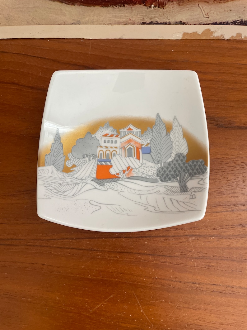 Small Rosenthal Gold Landscape Plate - Etsy