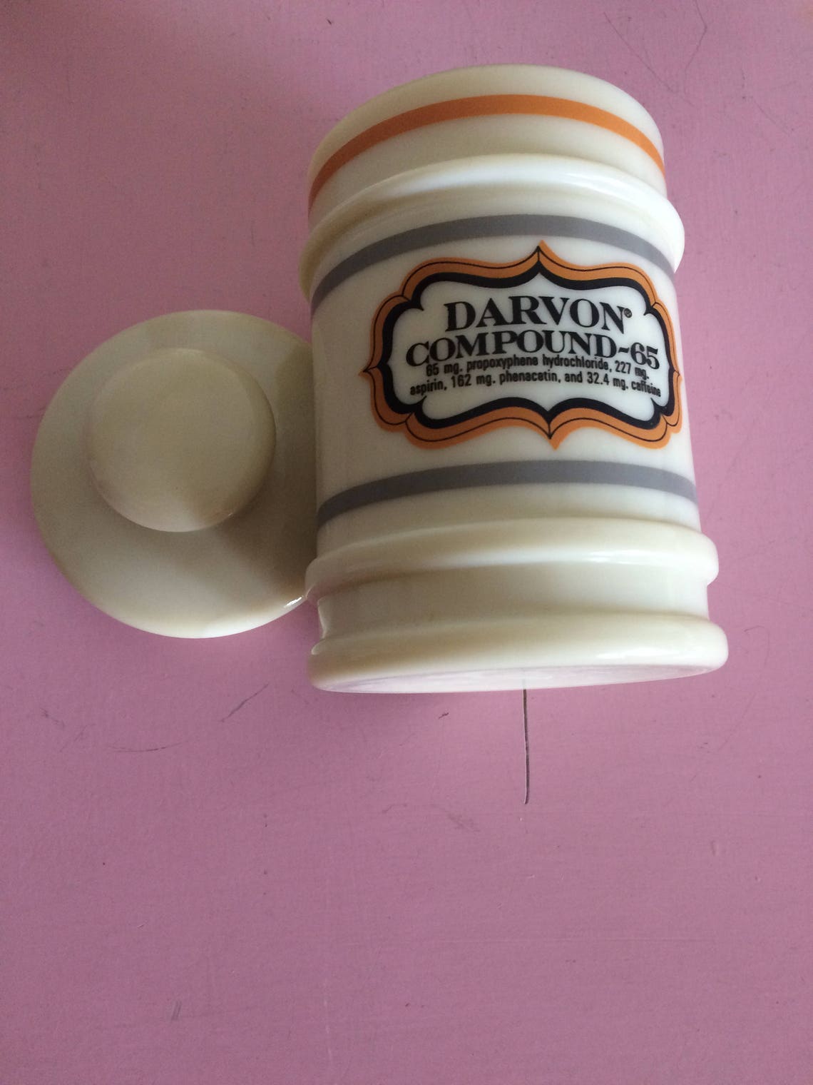 Vintage Darvon Compound off White Jar With Orange and Grey | Etsy