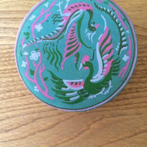 Fabric and Paper Round Birds Box in Pink and Green - Etsy