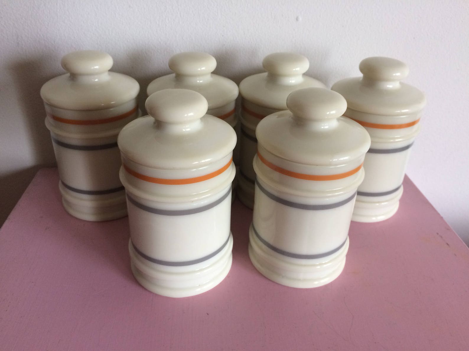 Vintage Darvon Compound off White Jar With Orange and Grey - Etsy