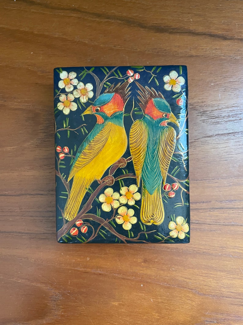 Fabric and Paper Round Birds Box in Pink and Green - Etsy