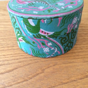 Fabric and Paper Round Birds Box in Pink and Green - Etsy