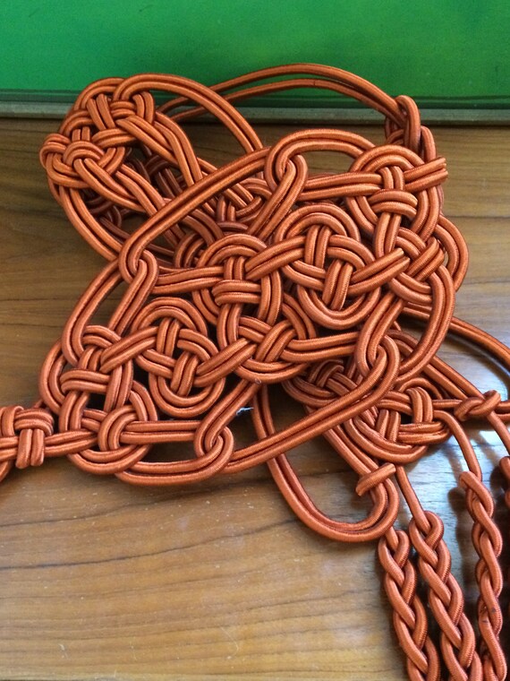 Large Vintage Burnt Orange Asian Macrame/ Knotted Wall Hanging | Etsy